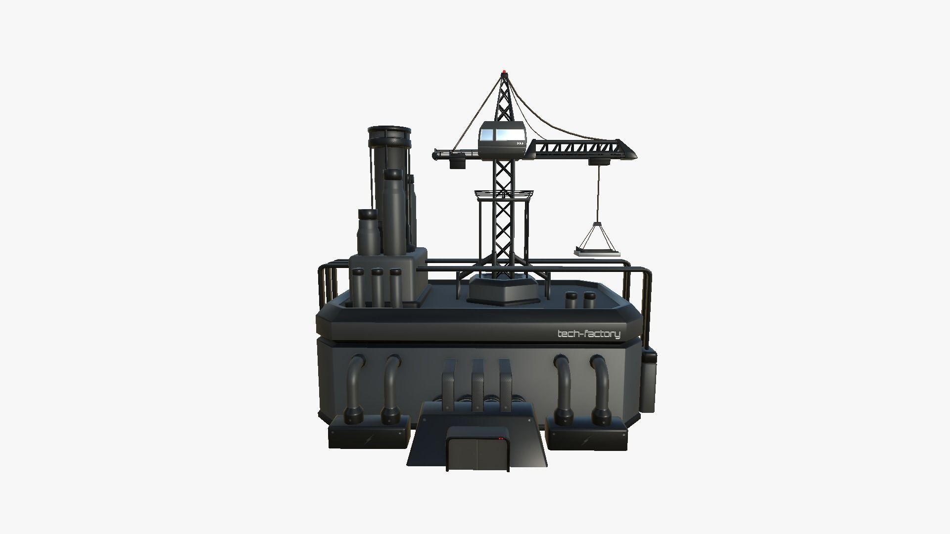 3D model SciFi Factory A07 Black - Sci Fi Exterior Design VR / AR / low ...