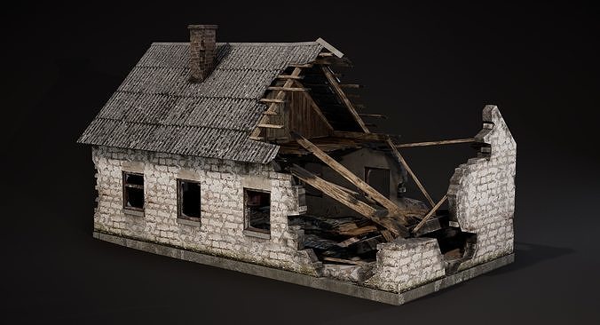 3D model Abandoned destroyed house VR / AR / low-poly | CGTrader