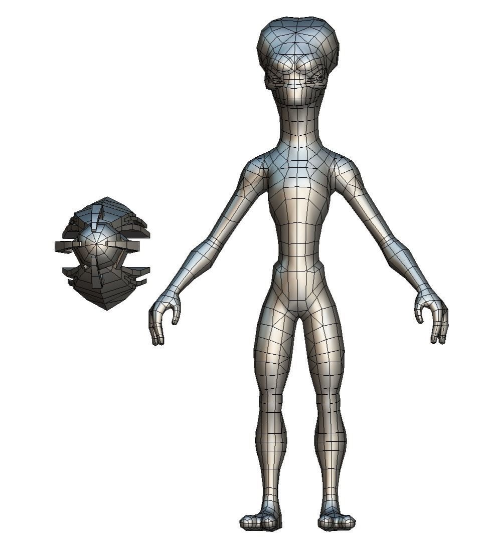 3D model Low Poly Skinny Grey Alien UFO VR / AR / low-poly | CGTrader