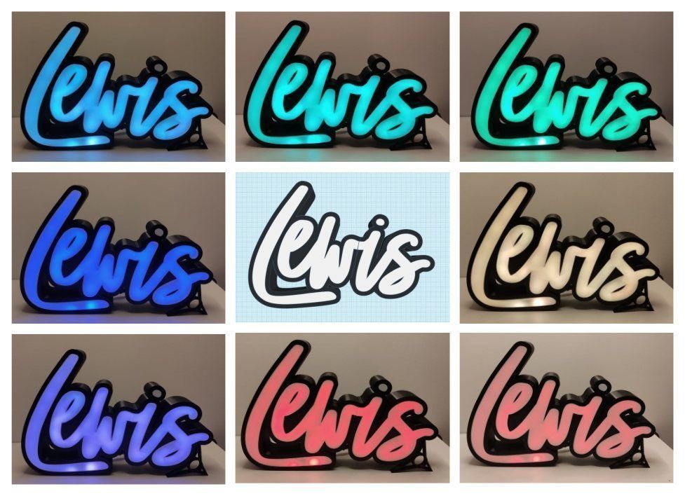 Lewis LED-sign 3D model 3D printable | CGTrader