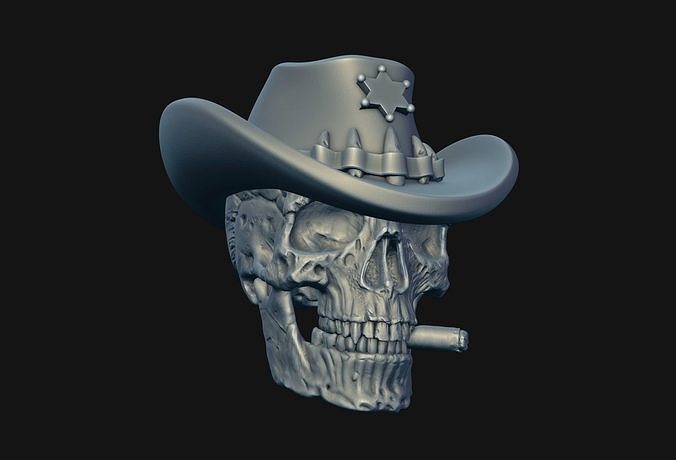 Skull Sheriff 3D model 3D printable | CGTrader