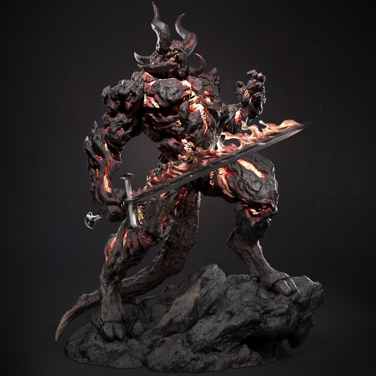 Surtur 3D Print statue of demon holding sword 3D model 3D printable ...