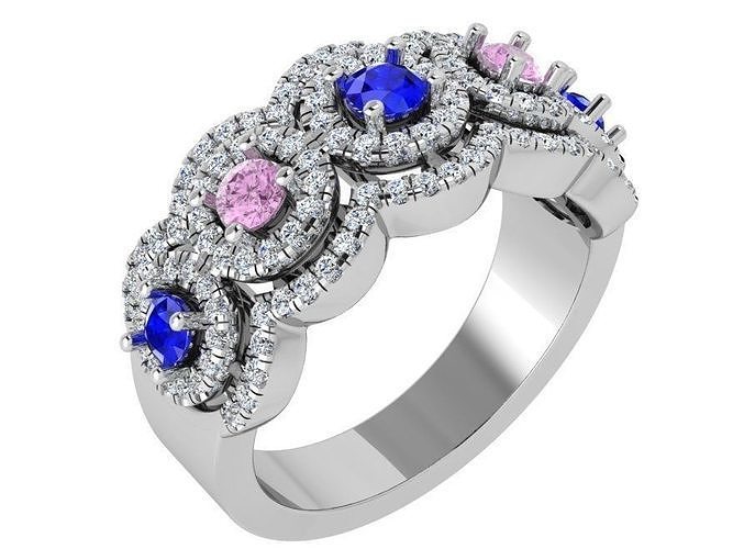 Gallant blue and pink stone diamond ring 3482 3D print model 3D model ...