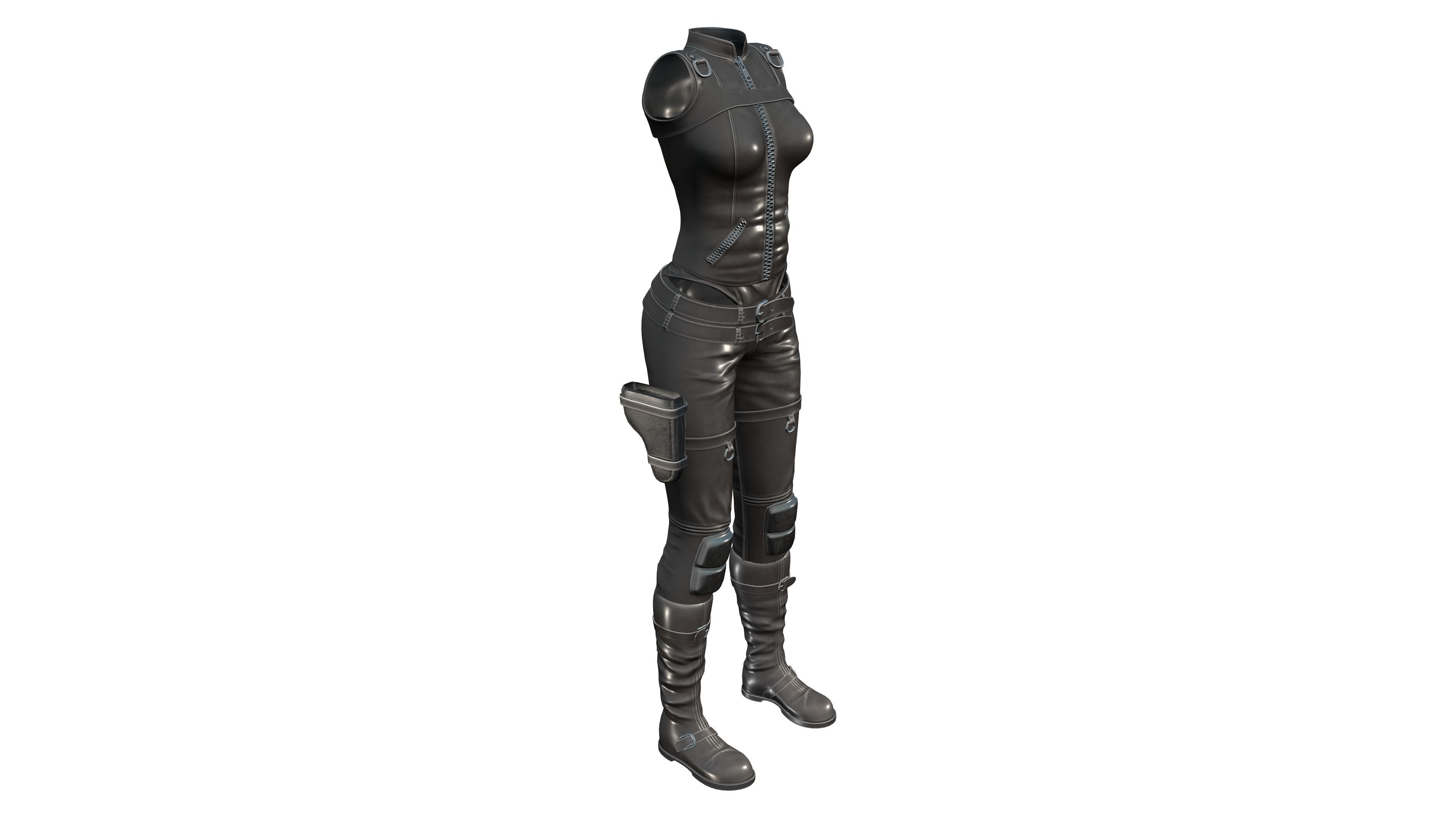 3D model Black Leather Combat Rider Outfit VR / AR / low-poly | CGTrader