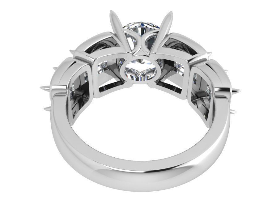 5-Stone diamond sharp ring 3489 3D print model 3D model 3D printable ...