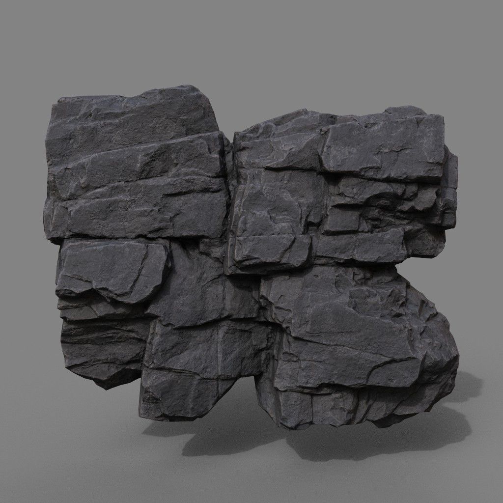 3D model Low Poly Black Cliff Face 221208 - Ultra HD 16K Texture VR ...