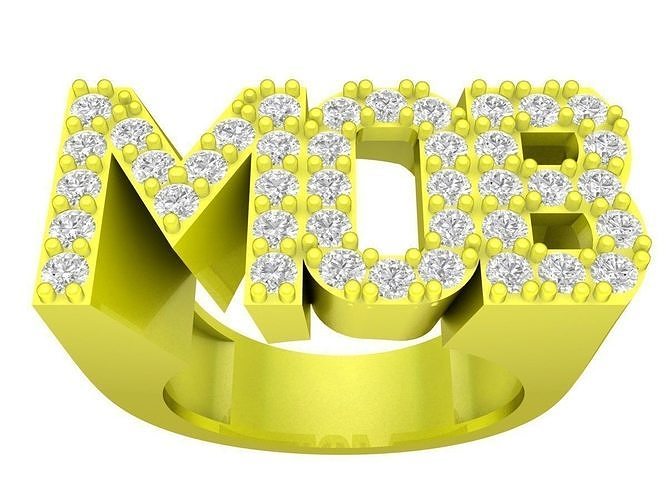 MOB letter diamond ring 4346 3D model 3D printable | CGTrader