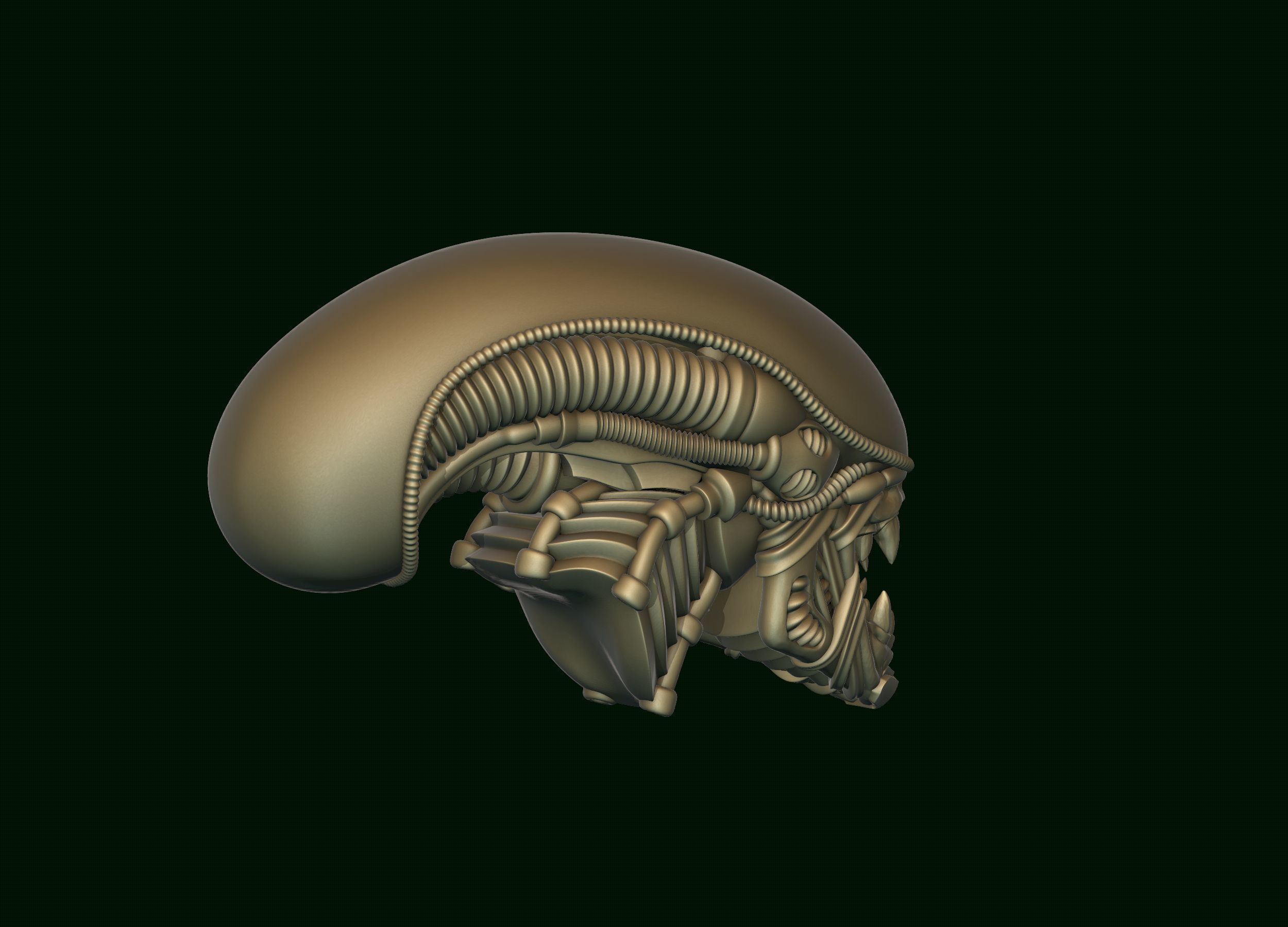 Xenomorph Alien Biomechanical Head 3D model 3D printable | CGTrader