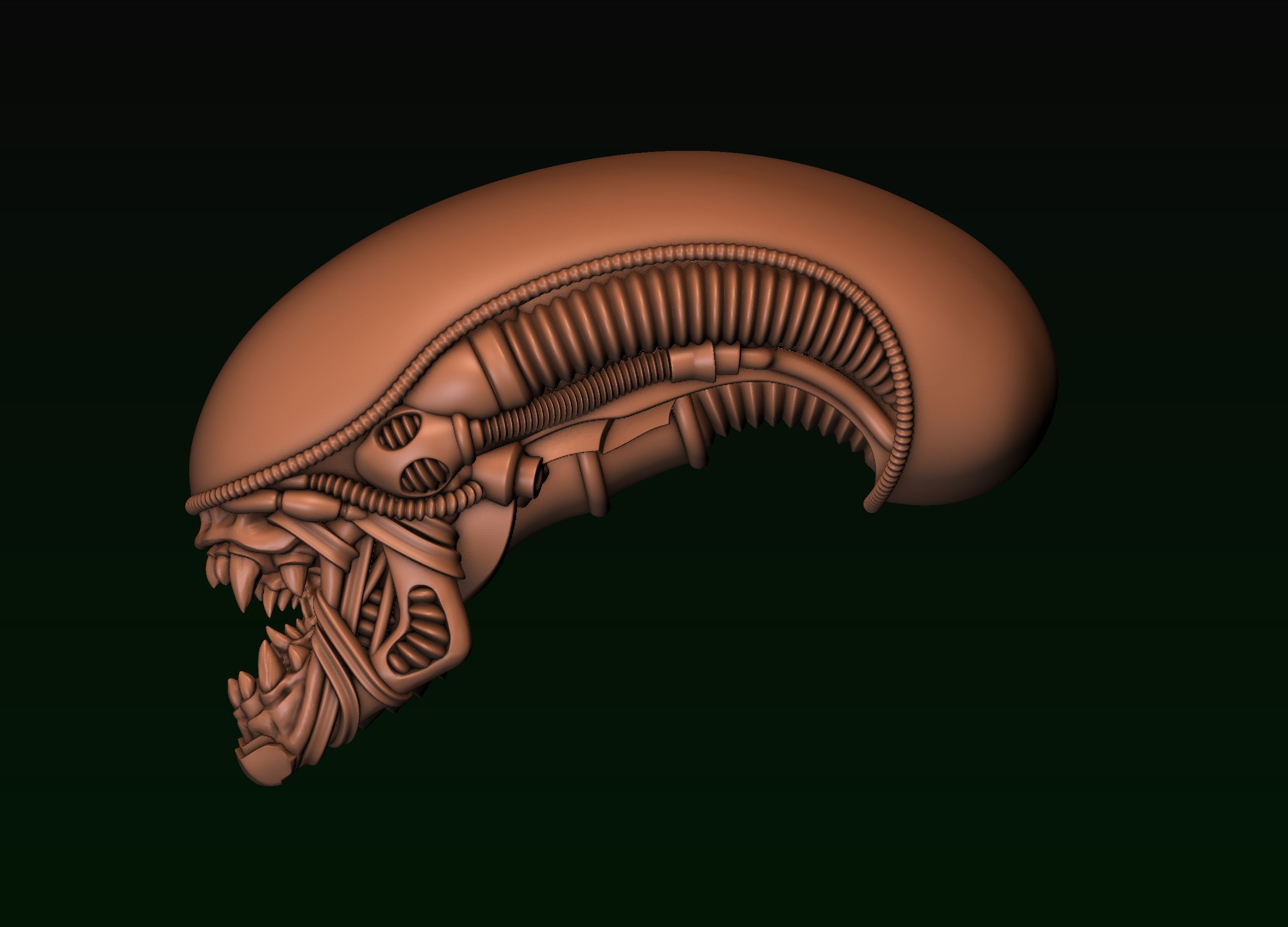 Xenomorph Alien Biomechanical Head 3D model 3D printable | CGTrader