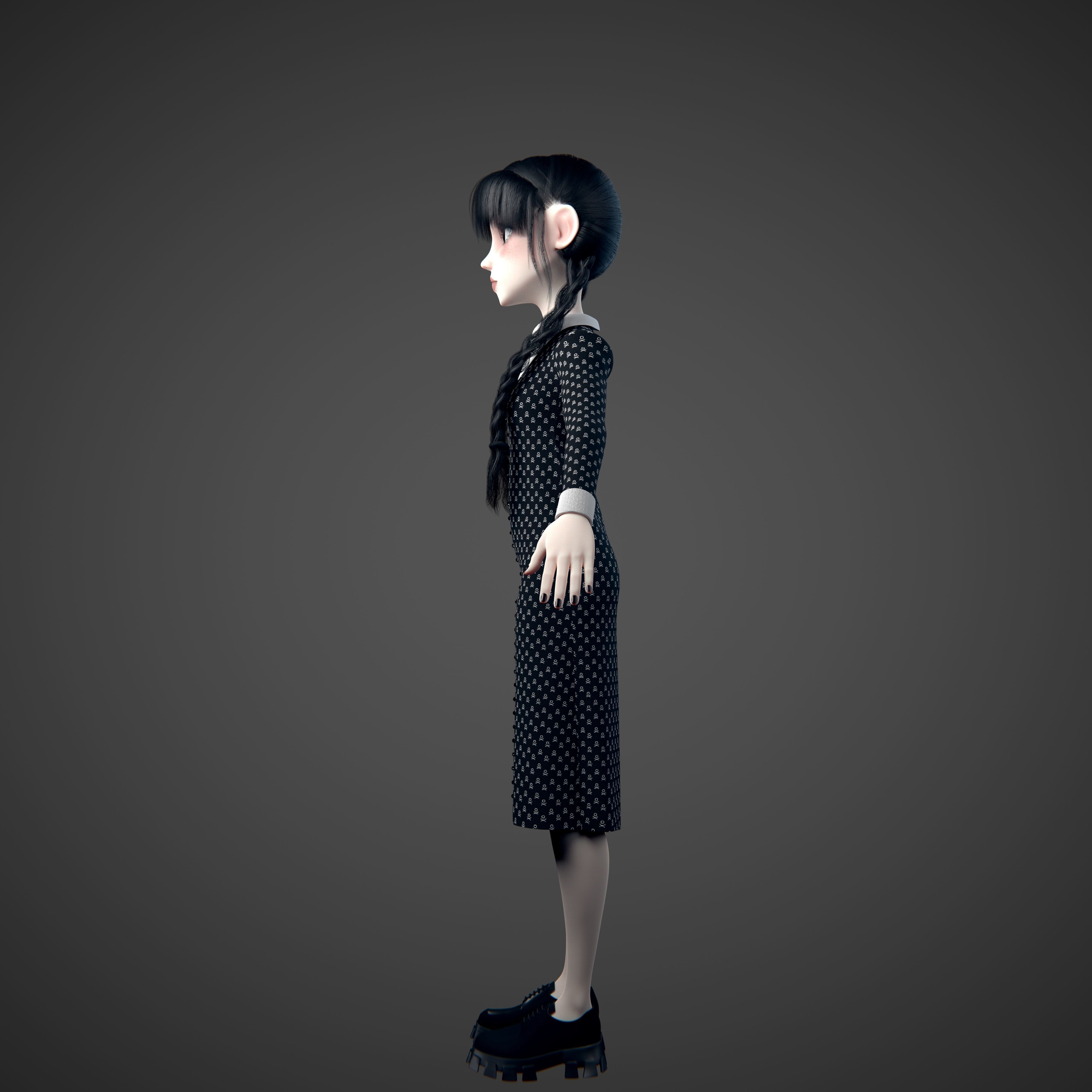 3D model 3D Stylized Character Wednesday Addams v2 VR / AR / low-poly ...