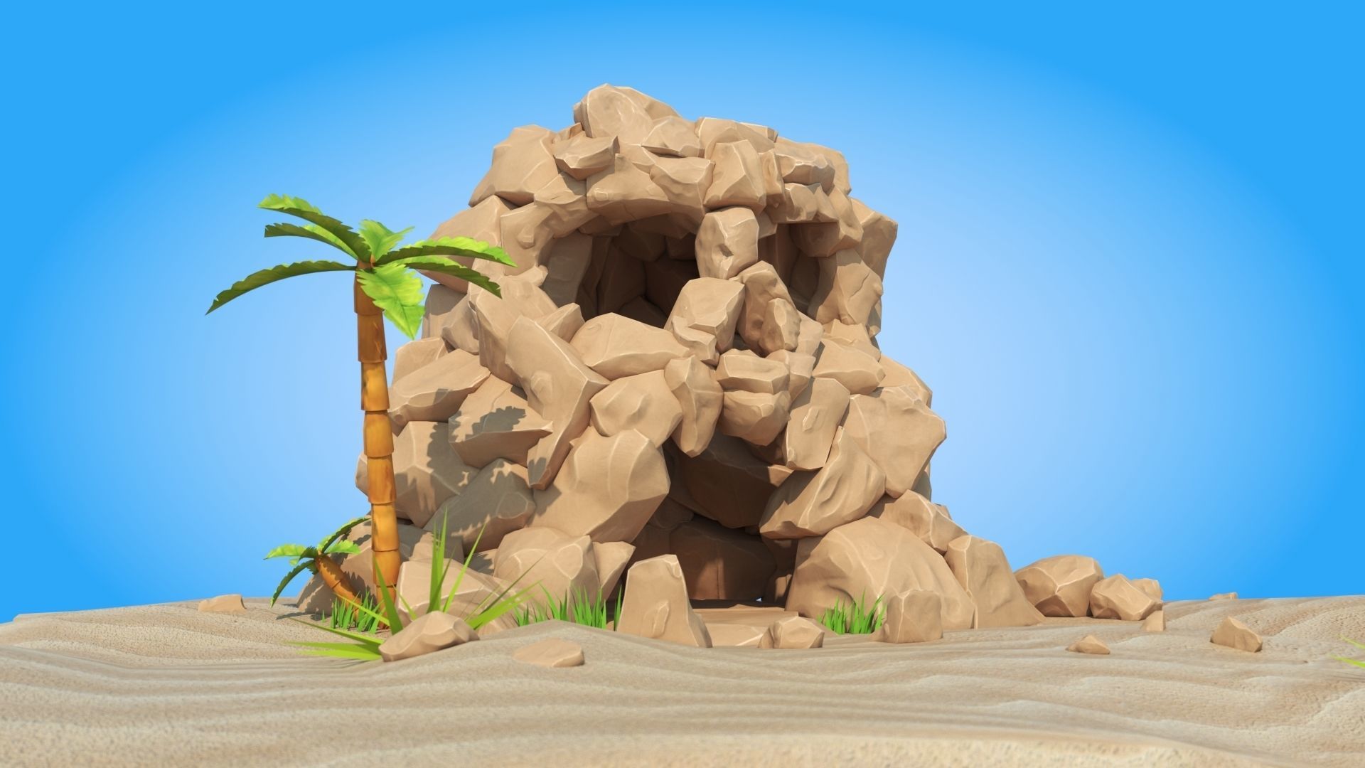 3D model Low Poly Skull Cave VR / AR / low-poly | CGTrader