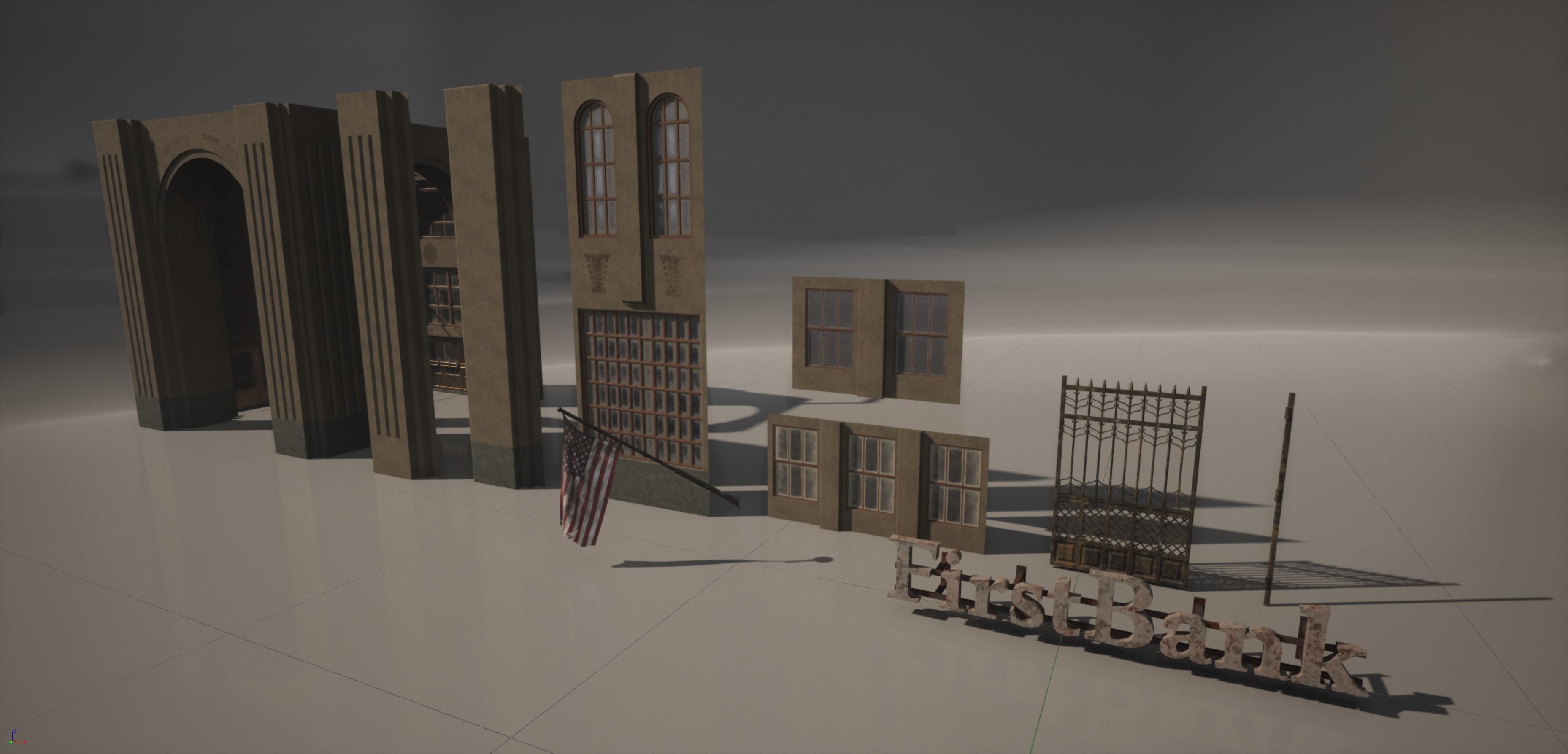 3D model Bank Building Modules and Blueprint VR / AR / low-poly | CGTrader