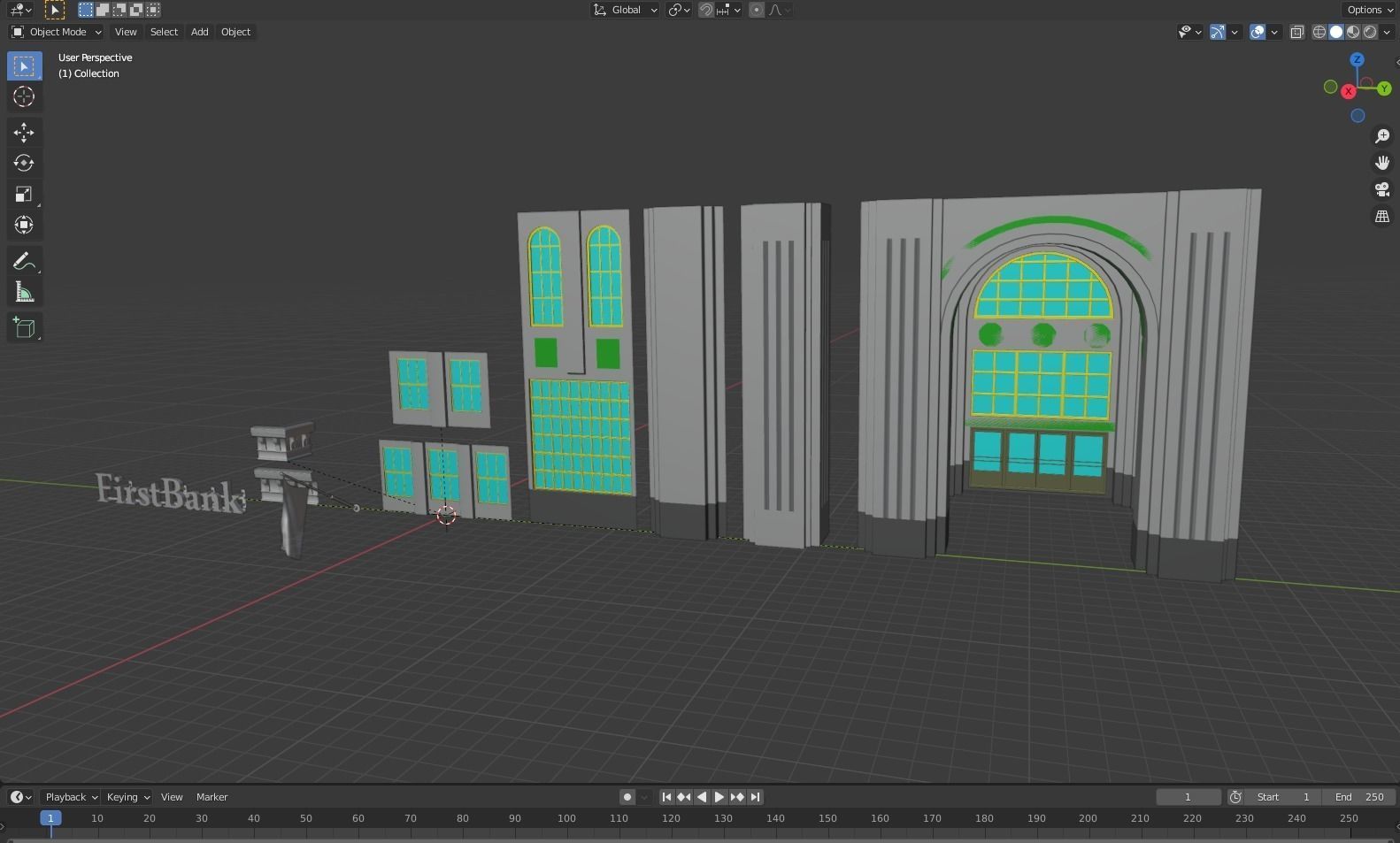 3D model Bank Building Modules and Blueprint VR / AR / low-poly | CGTrader