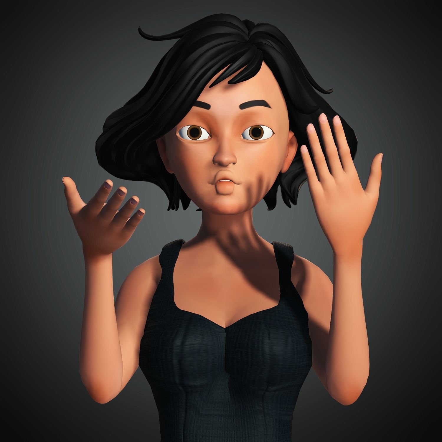 Cartoon Character Girl Toon With Dress ready Iclone Blender Maya 3D ...