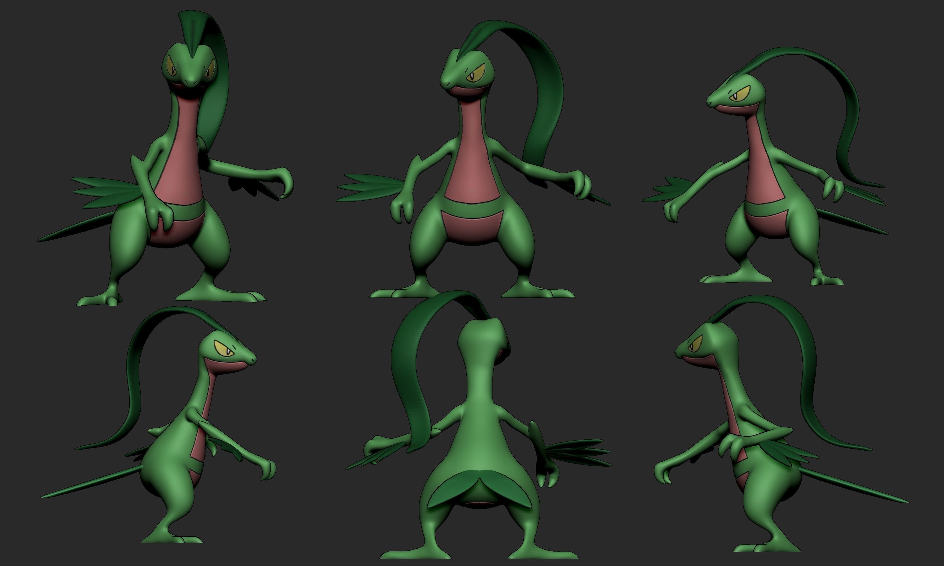 Pokemon - Treecko Grovyle and Sceptile with 2 poses 3D model 3D ...