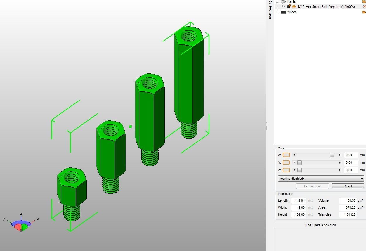 M12 Hexagonal Stud Male-Female Connector 3D model 3D printable | CGTrader