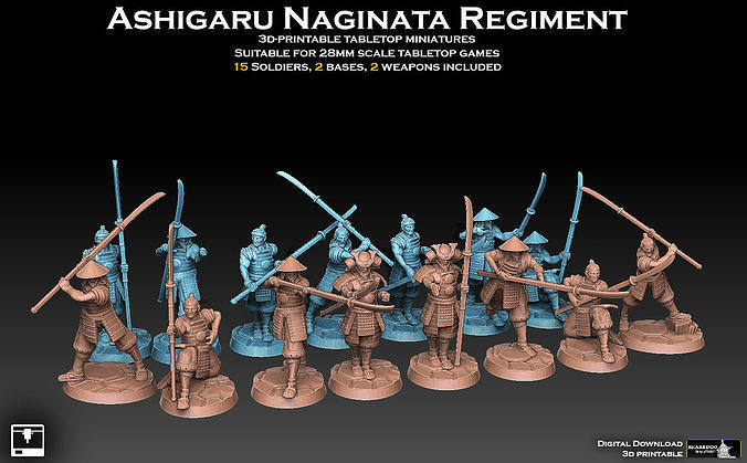 Ashigaru Naginata Regiment 3D model 3D printable | CGTrader