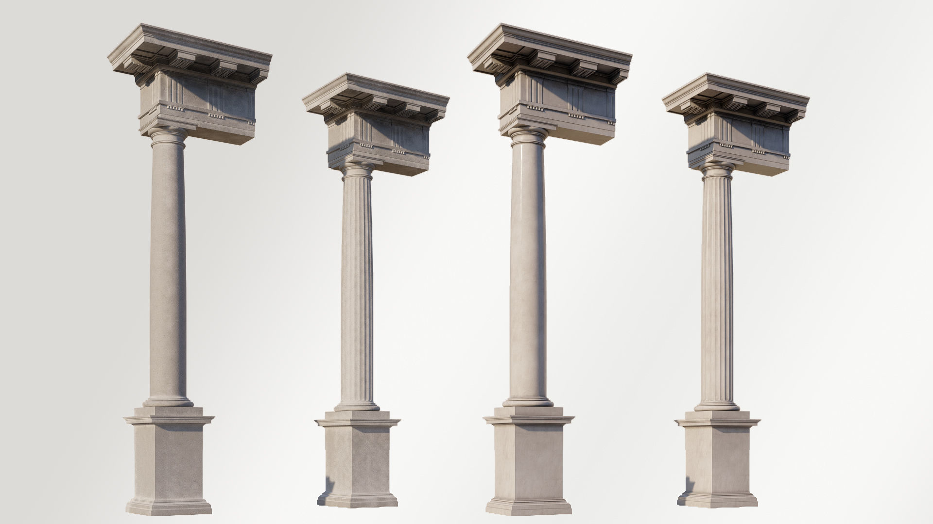 Mutulary Doric two column with pedestal and entablature 3D model | CGTrader