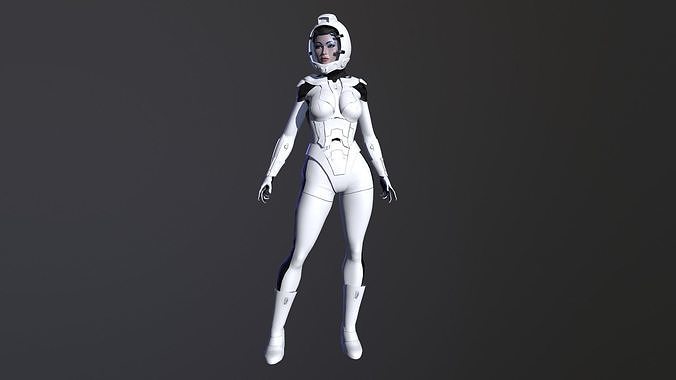 3d Model Space Girl Vr Ar Low Poly Cgtrader
