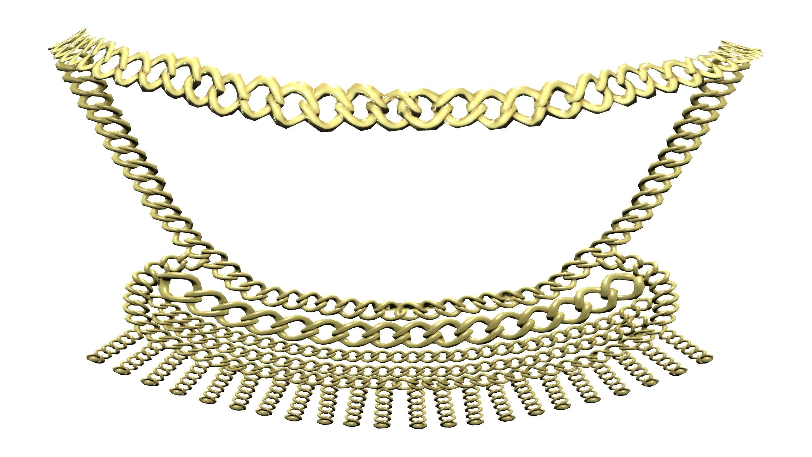 3D model Gold Chains Necklace VR / AR / low-poly | CGTrader