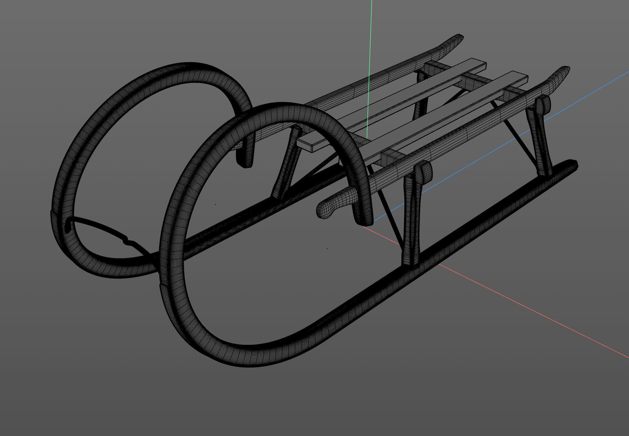 Vintage Wooden Sled 3D model | CGTrader