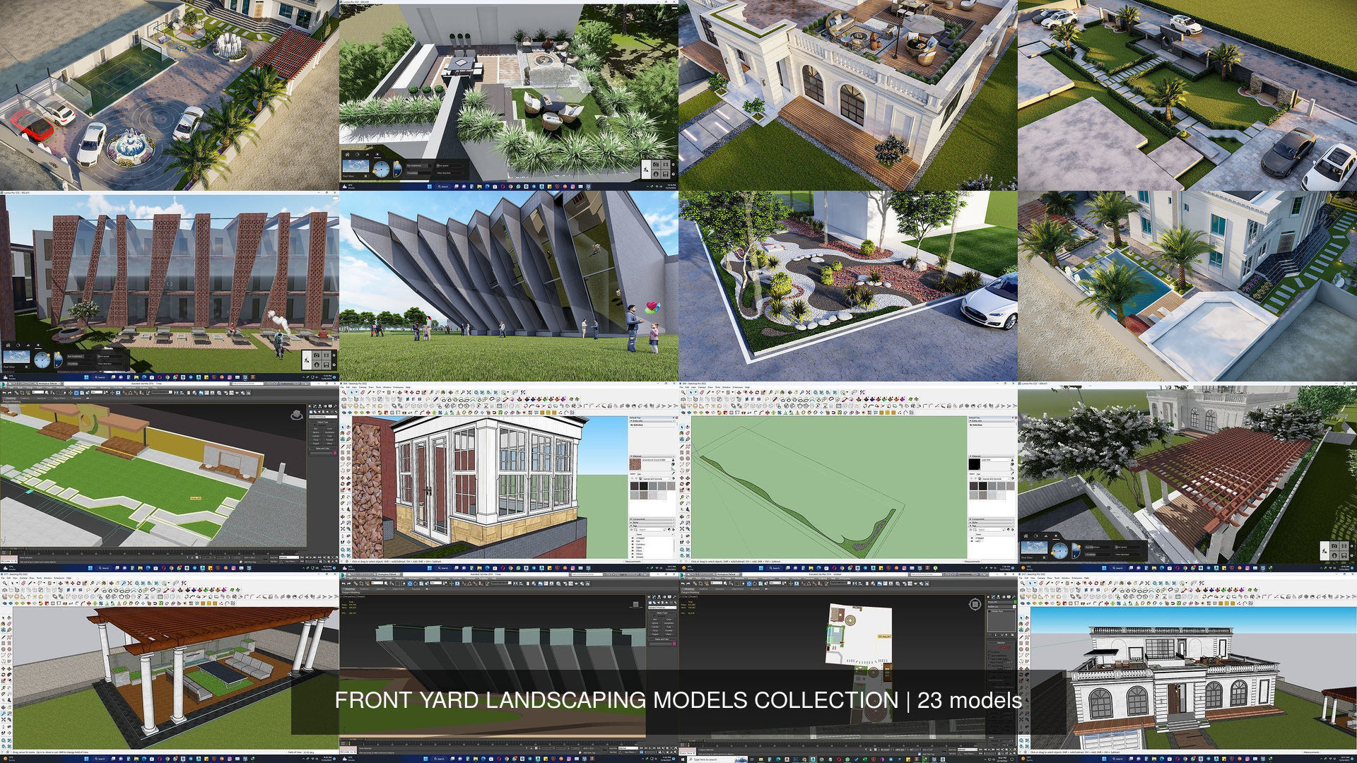 FRONT YARD LANDSCAPING MODELS COLLECTION VR / AR / low-poly | CGTrader