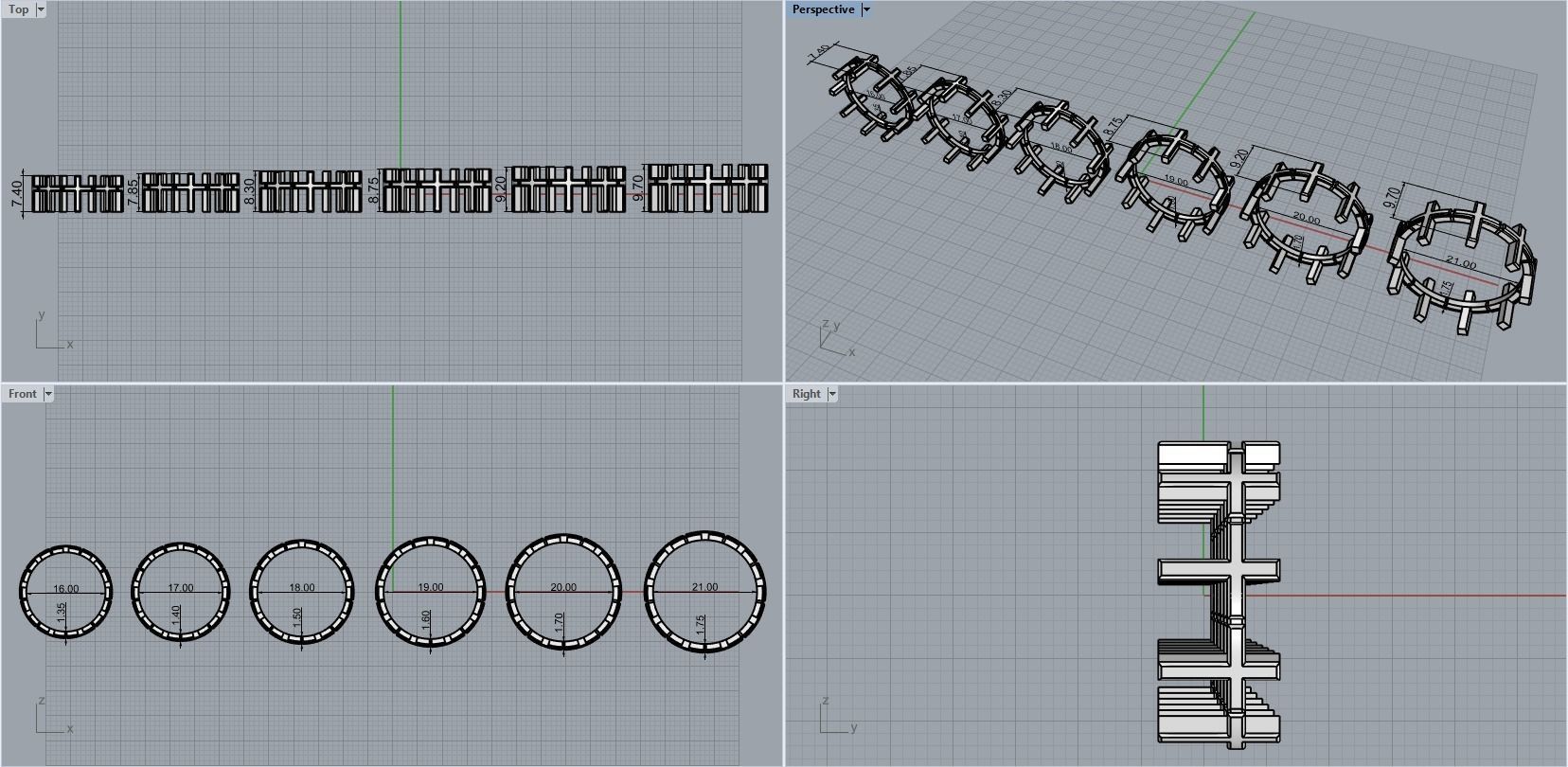 cross rings sizes dimension collection 3D model 3D printable | CGTrader