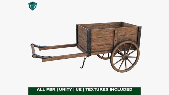 3D model Wooden Vendor Cart01 All PBR Unity UE Textures Included VR ...