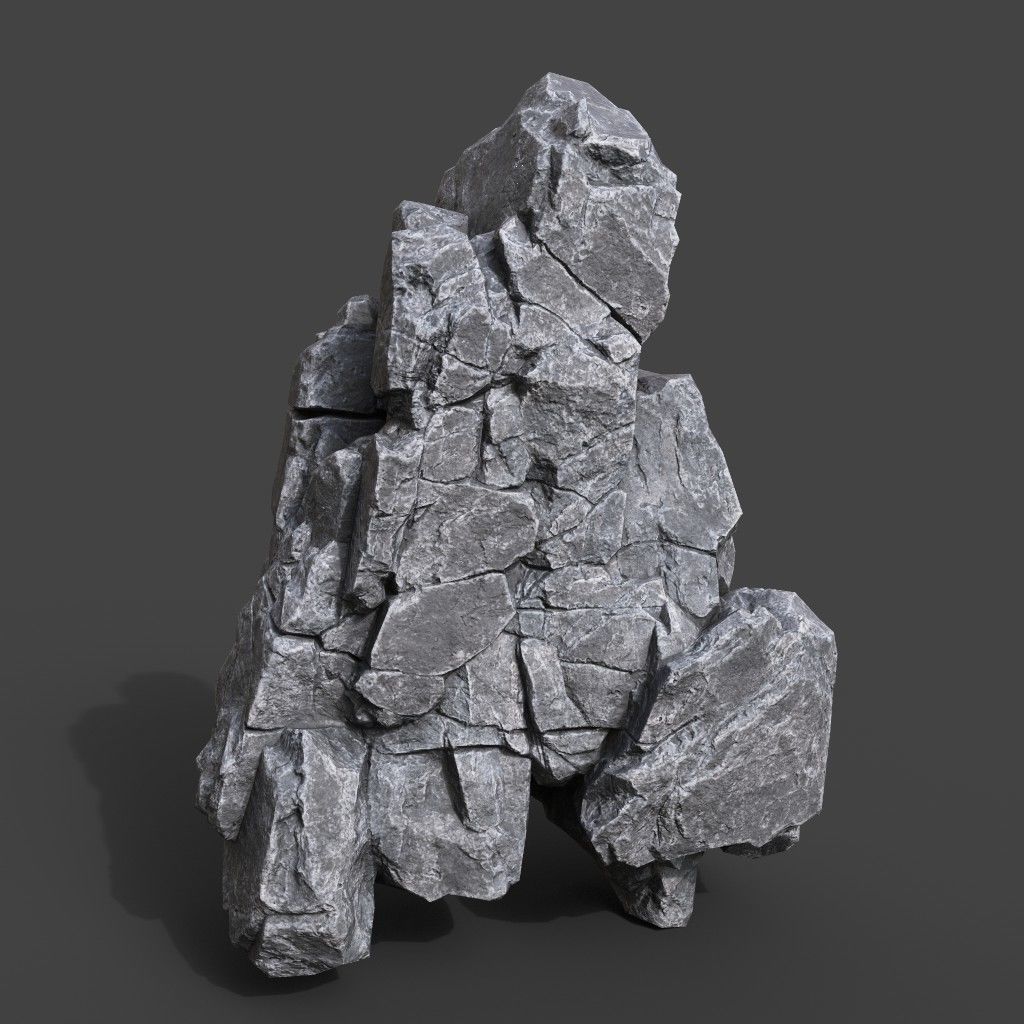3D model Low Poly Gray Rock Formation 221219 - Ultra HD 16K Texture VR / AR / low-poly | CGTrader