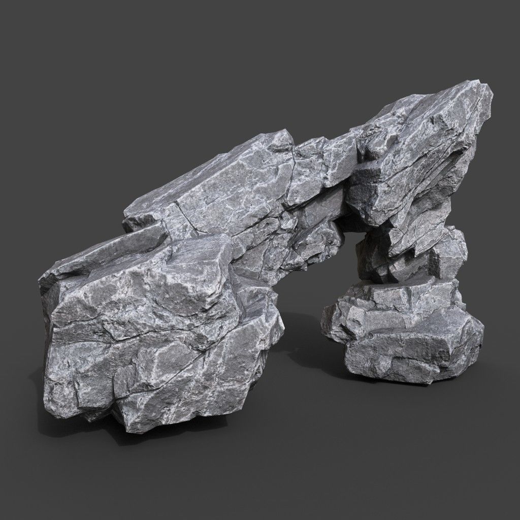 3D model Low Poly Gray Rock Formation 221219 - Ultra HD 16K Texture VR ...