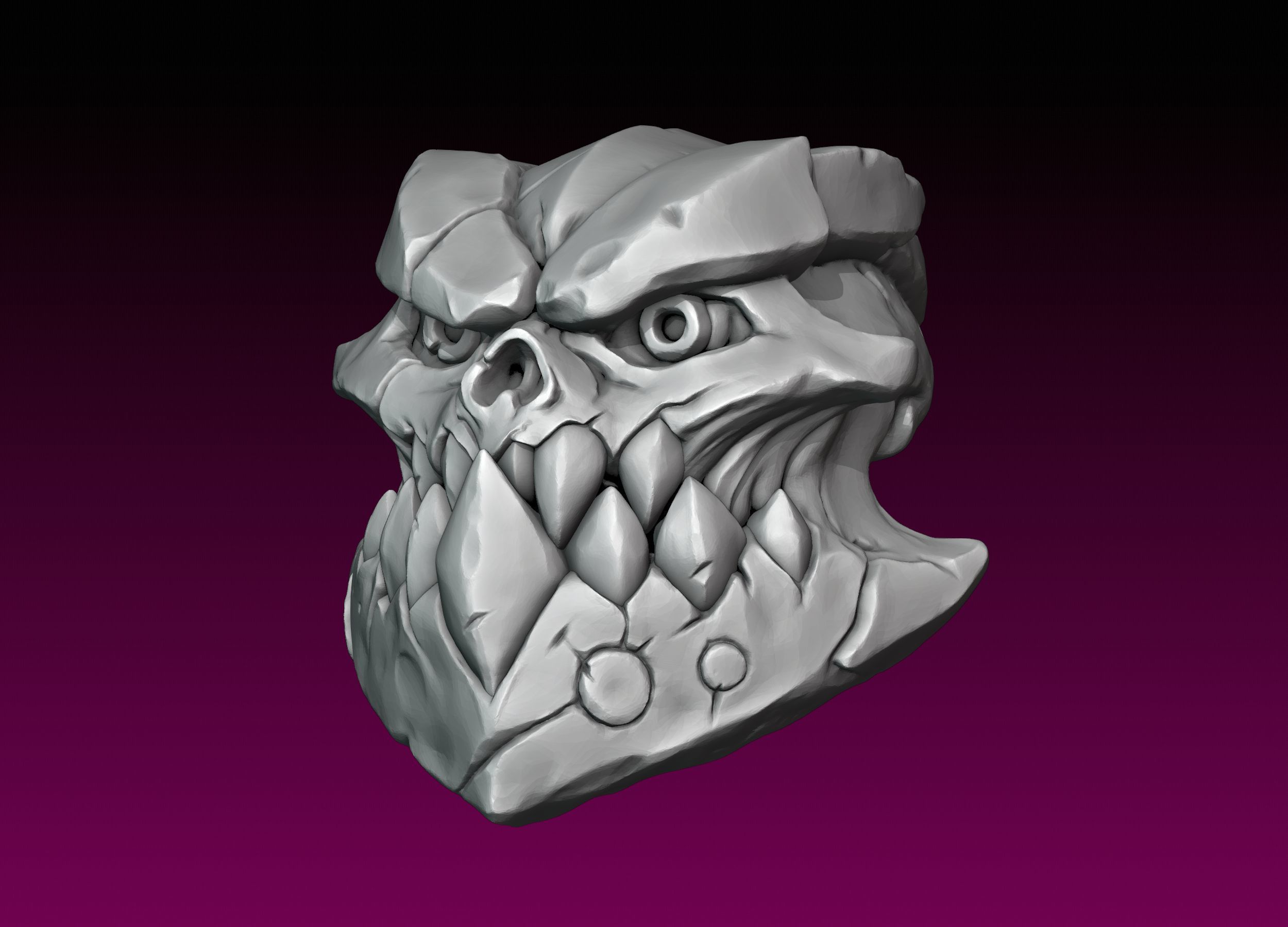 Stone Demon Skull 3D model 3D printable | CGTrader