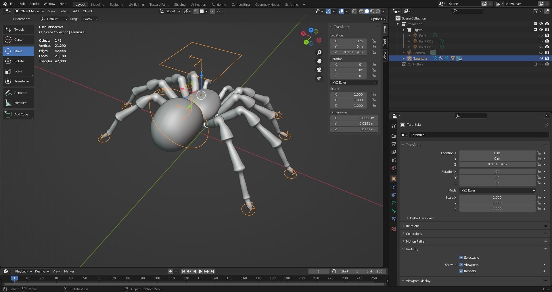 3D model 3D Spider Tarantula Rigged and Animation VR / AR / low-poly ...