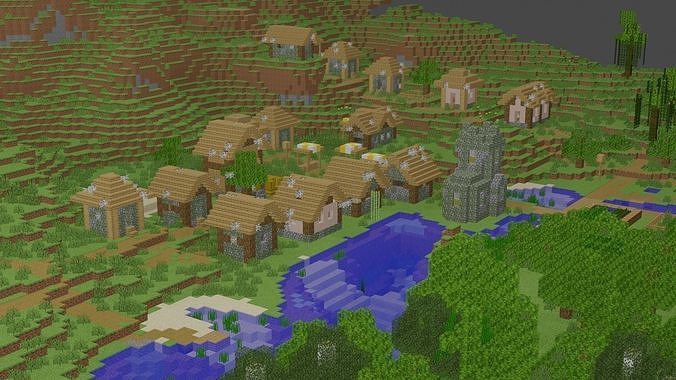 Minecraft Village 3D model | CGTrader