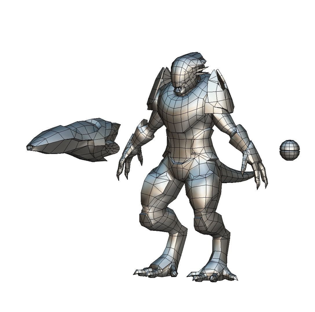 3D model Low Poly Alien Cyborg Trooper Soldier UFO VR / AR / low-poly ...