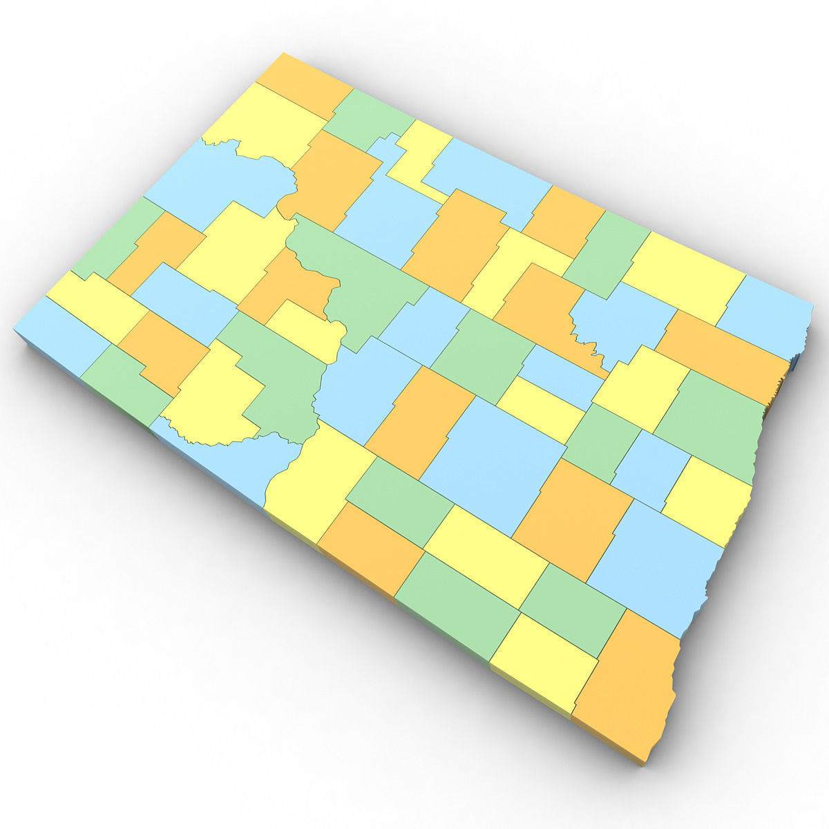 North Dakota Political Map 3D model | CGTrader