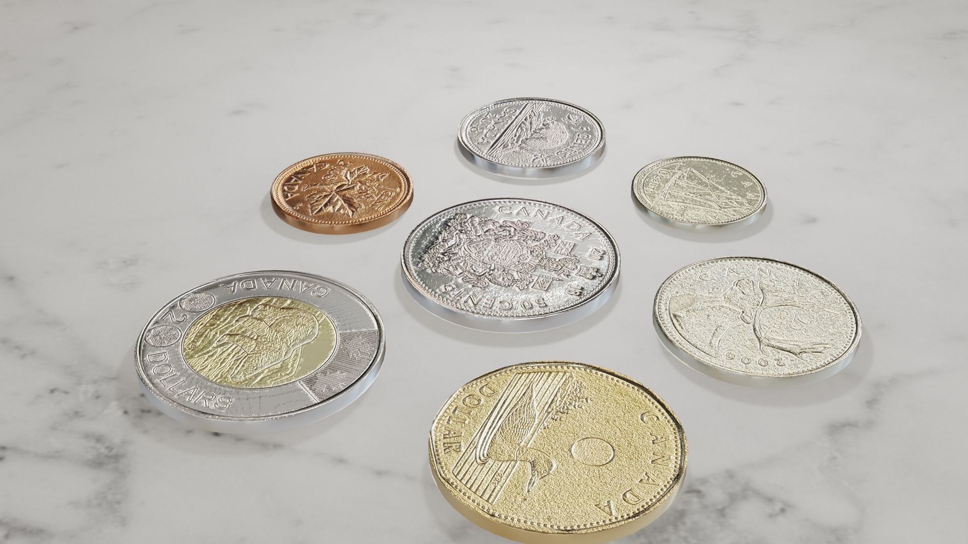 Canadian CAD Coins 3D model | CGTrader