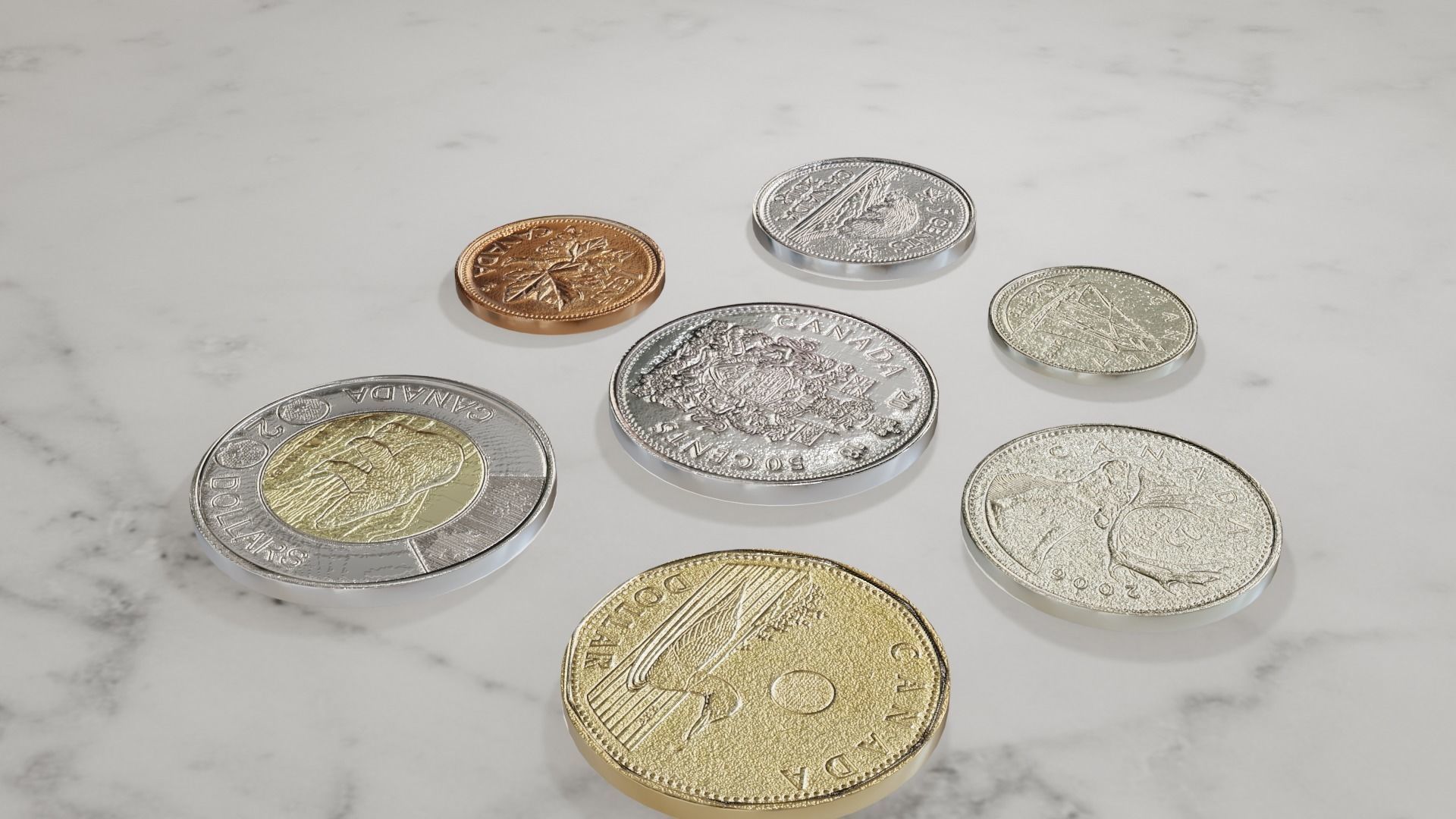 Canadian CAD Coins 3D model | CGTrader