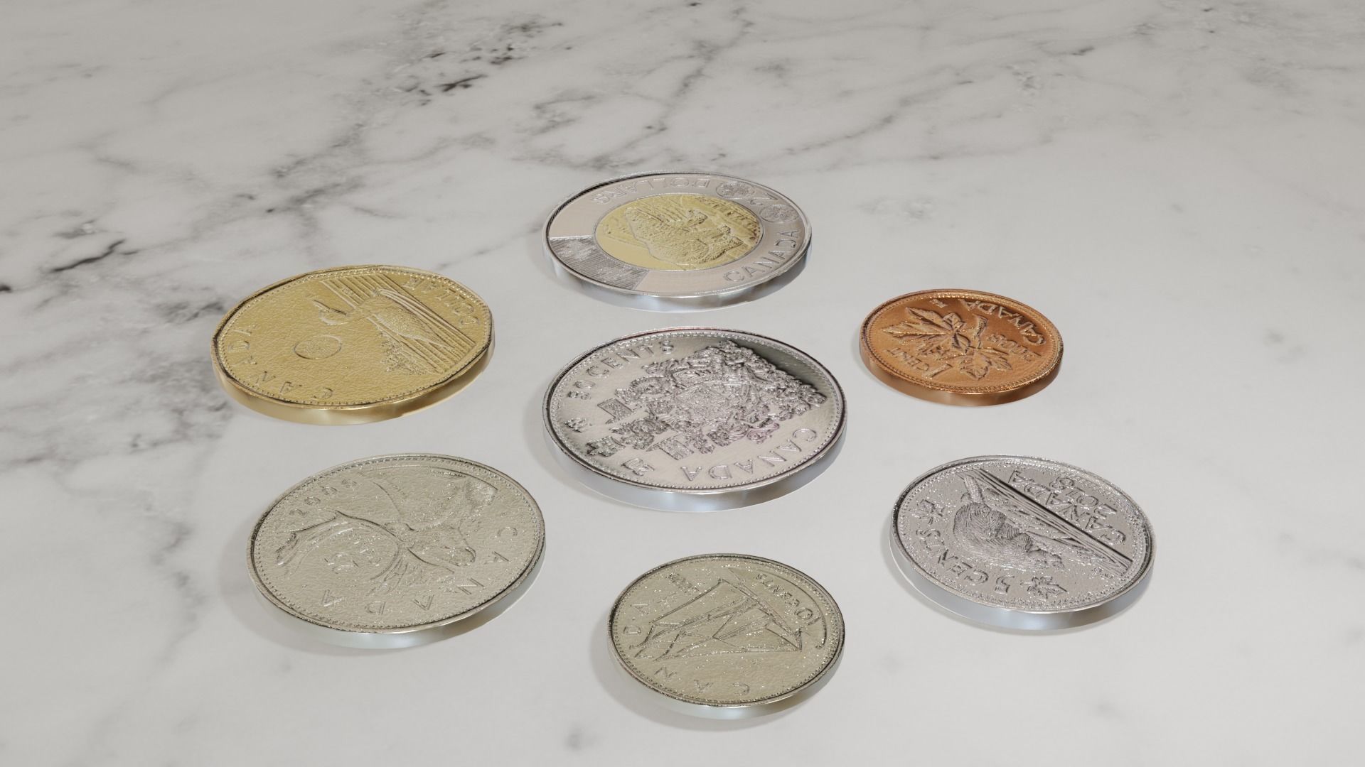 Canadian CAD Coins 3D model | CGTrader