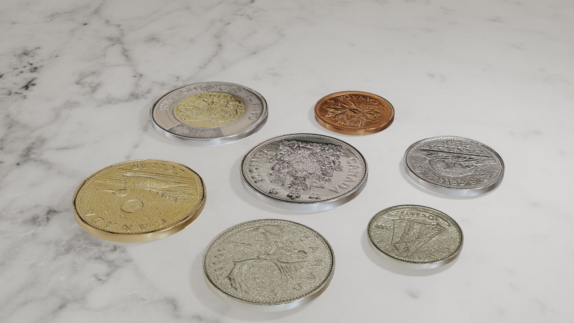 Canadian CAD Coins 3D model | CGTrader