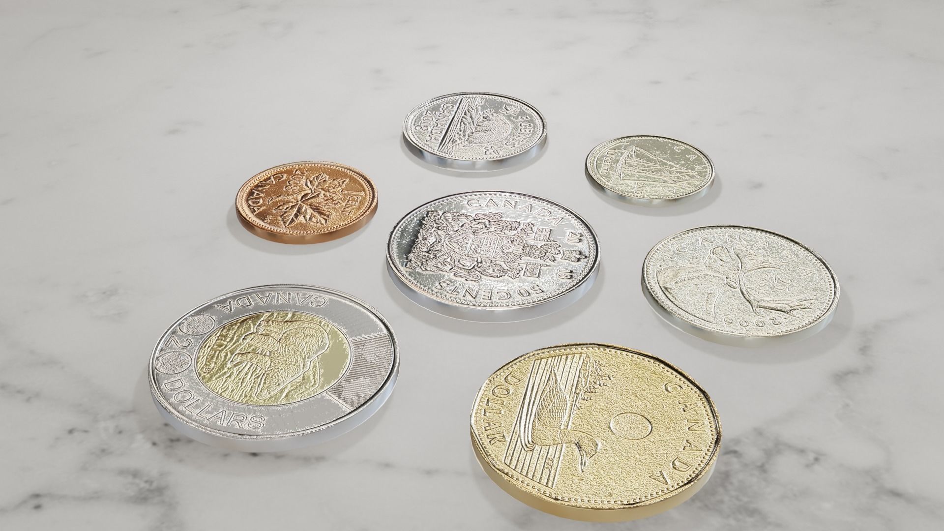 Canadian CAD Coins 3D model | CGTrader