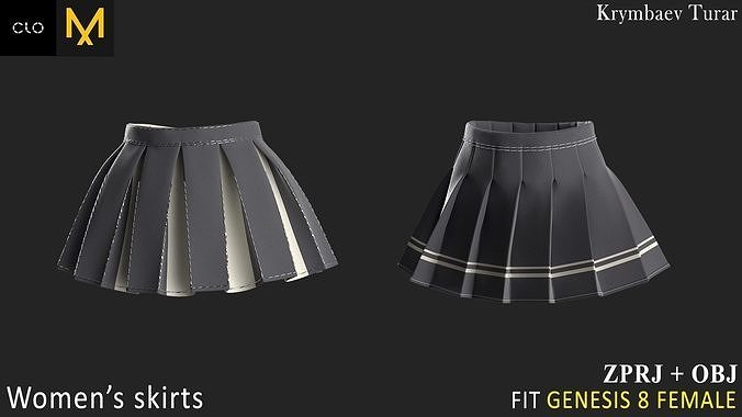 2 Skirts Marvelous Designer project 3D model | CGTrader