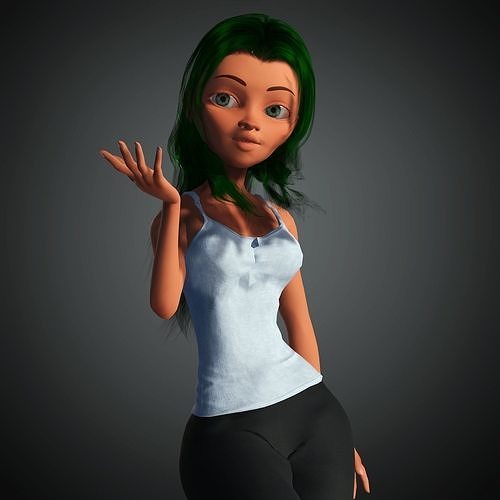 Dancing Cartoon Girl Character For Toons 3D model animated rigged ...