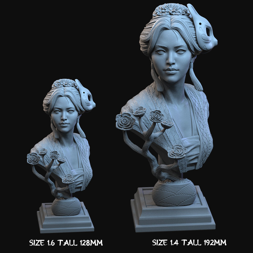 AIKA STL bust of asian woman 3D model 3D printable | CGTrader
