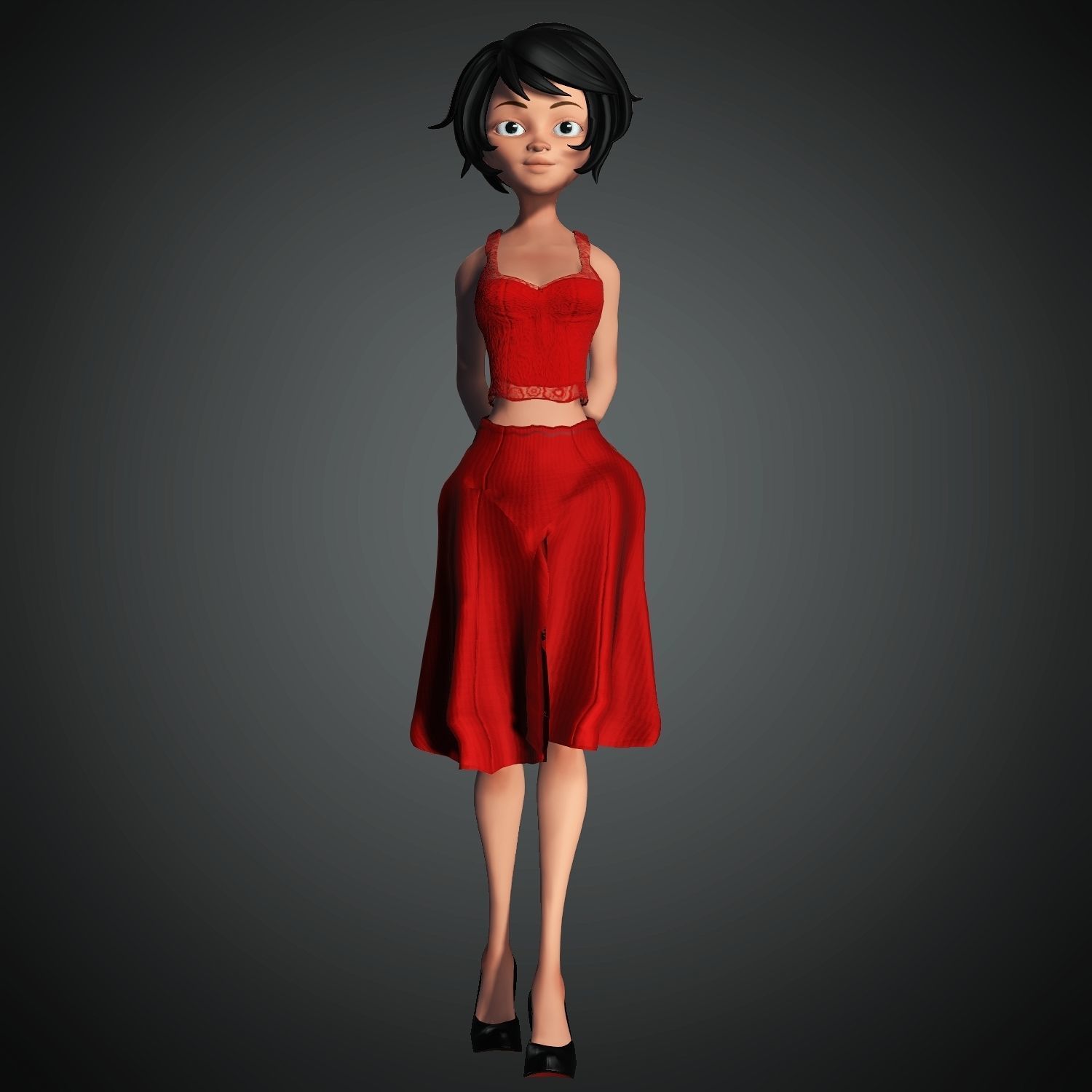 Dancer Girl Cartoon Character Toons Blender Maya Iclone 3D model ...