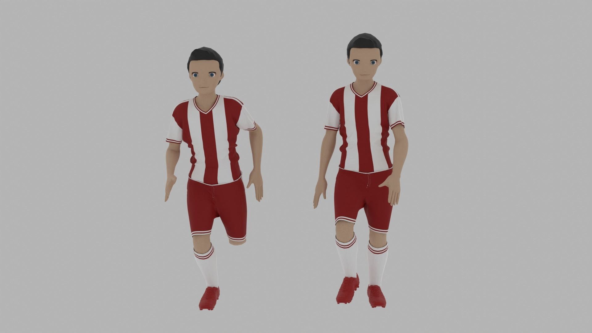 3D model Cartoon Footballer Walking and Running Animation VR / AR / low ...