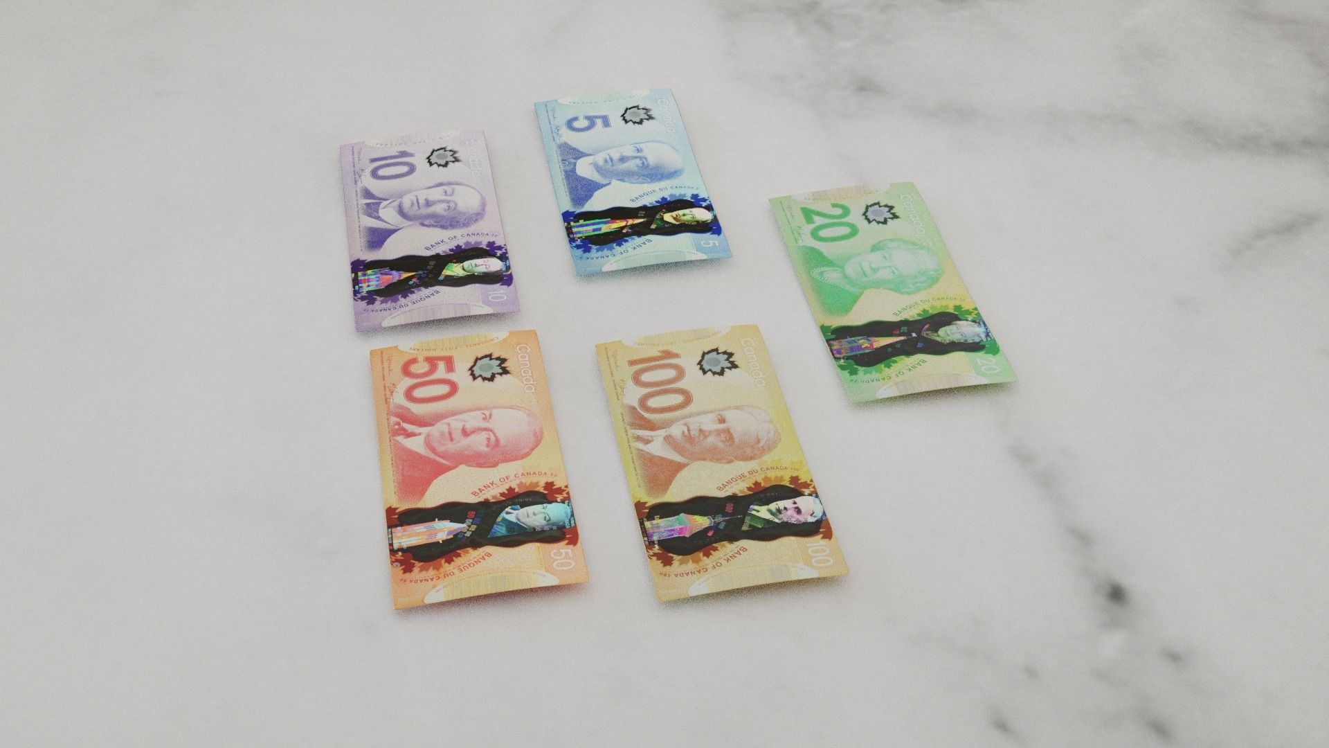 CAD Canadian Dollar Bank Notes 3D model | CGTrader