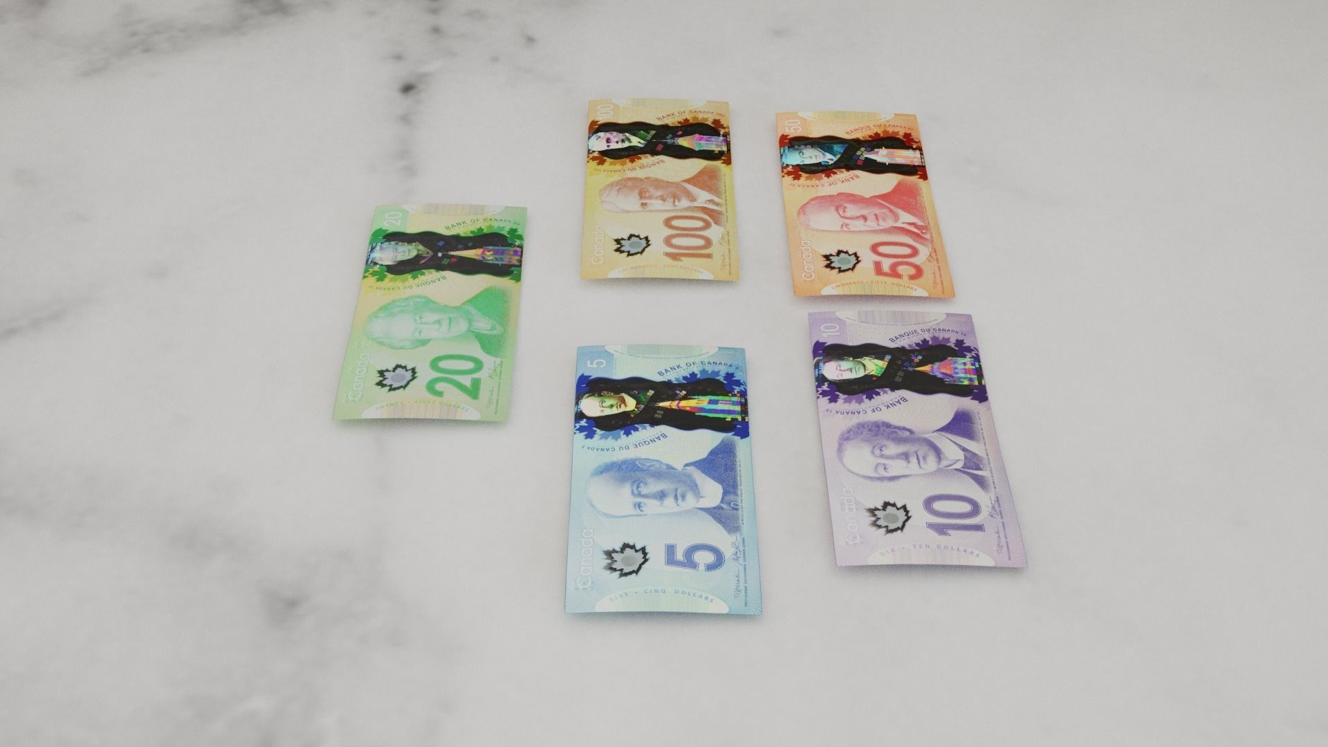 CAD Canadian Dollar Bank Notes 3D model | CGTrader
