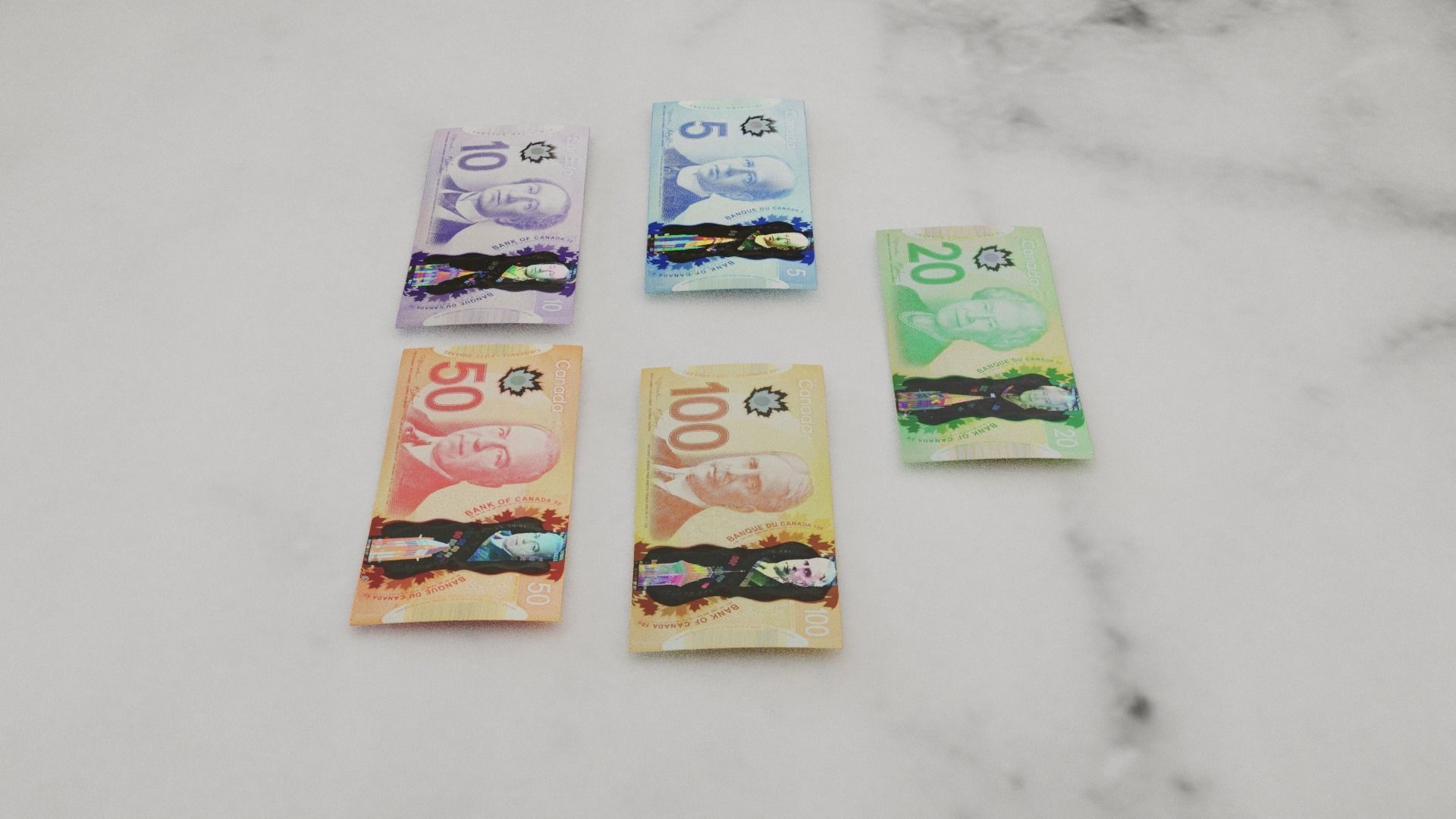 CAD Canadian Dollar Bank Notes 3D model | CGTrader