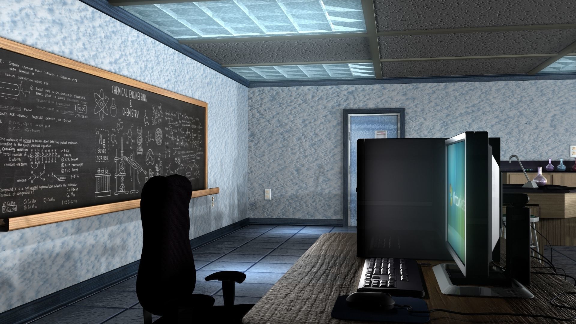 Classroom with tables and chairs 3D model animated | CGTrader