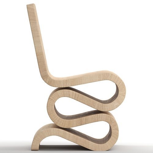 ideen wooden chair with curved design 3D model | CGTrader